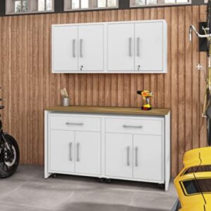 Manhattan Comfort Eiffel 5-Piece Garage Storage Set in White