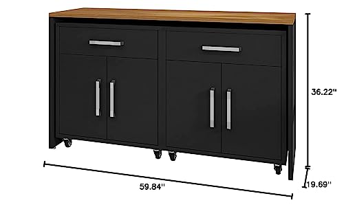 Manhattan Comfort Eiffel Garage Work Station Set of 3 in Matte Black