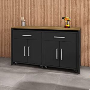 Manhattan Comfort Eiffel Garage Work Station Set of 3 in Matte Black