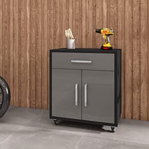 Manhattan Comfort Eiffel Garage Cabinets and Storage System, Set of 2, Matte Black and Grey