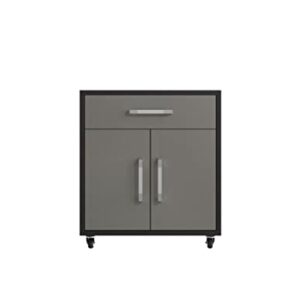 Manhattan Comfort Eiffel Garage Cabinets and Storage System, Set of 2, Matte Black and Grey