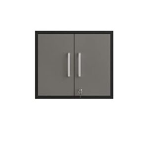 Manhattan Comfort Eiffel Garage Cabinets and Storage System, Set of 2, Matte Black and Grey