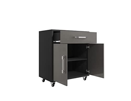 Manhattan Comfort Eiffel Garage Cabinets and Storage System, Set of 2, Matte Black and Grey