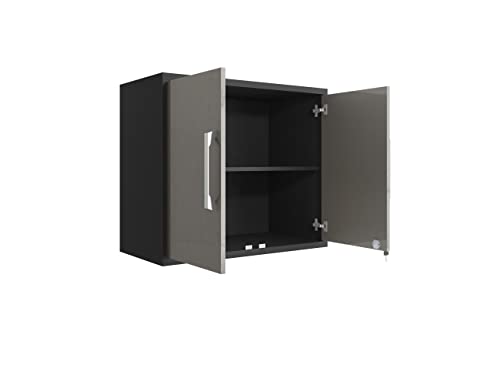 Manhattan Comfort Eiffel Garage Cabinets and Storage System, Set of 2, Matte Black and Grey