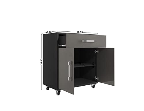 Manhattan Comfort Eiffel Garage Cabinets and Storage System, Set of 2, Matte Black and Grey