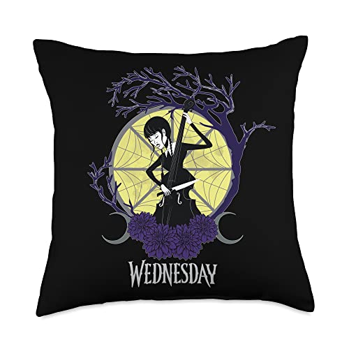 Wednesday Playing Celo with Glass Window Throw Pillow, 18x18, Multicolor