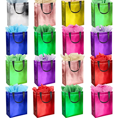 SPERPAND 18Pcs Gift Bags Medium Size-10.2" Rainbow Gift Bags With Handles-Party Favor Bags for Presents, Birthday, Wedding, Valentines, Baby Shower, Halloween, Christmas Party Favors