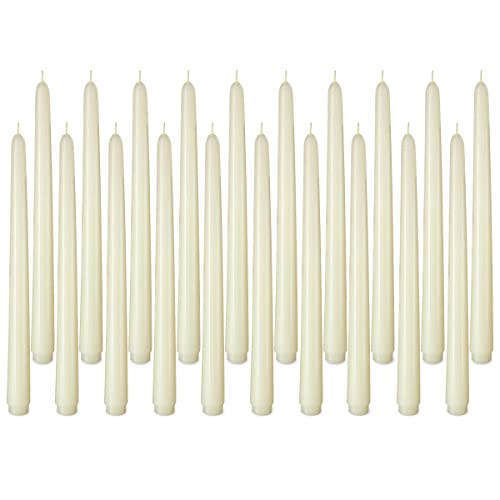 20 Packs Ivory Taper Candles 10 Inch Tall Unscented Dripless Dinner Candlesticks for Wedding Party Home - 8 Hour Burn Time