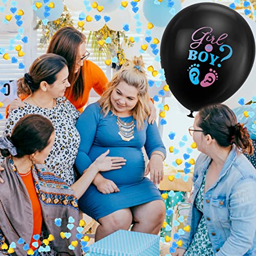 2 Pieces Gender Reveal Balloon with Confetti and Darts, 36inch Large Confetti Balloons Boy or Girl Black Balloons with Ribbons for Party Supplies Gender Reveal Decorations