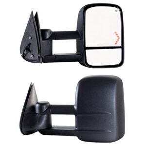 glistuning towing mirror for chevy silverado - gmc sierra tahoe suburban avalanche 2003 2004 2005 2006 side mirror with power glass power heated extendable trailer mirror pair set