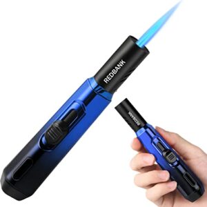 redbank torch lighter， butane lighters，refillable torch lighter，windproof butane refillable gas long lighter (butane gas not included) (blue-long)