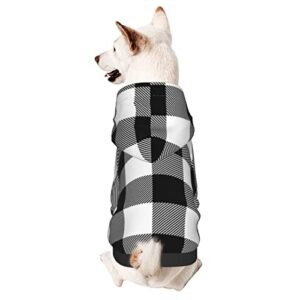 dog puppy hoodies white black buffalo plaid buffalo check sweatshirt pet hooded coat jackets apparel for small dogs small