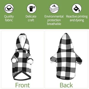 Dog Puppy Hoodies White Black Buffalo Plaid Buffalo Check Sweatshirt Pet Hooded Coat Jackets Apparel for Small Dogs Small