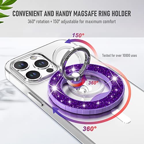 Magnetic Phone Ring Holder for Magsafe-DATIMIRA Magnet Finger Grip Stand,Adjustable Kickstand Removable for iPhone 15 14 13 12 Pluss, Pro, Pro Max, Mini Wireless Charing Accessories,P-Purple