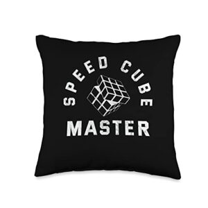 the melting cube - competitive speed cubing merch speed master puzzle cube 80's vintage youth math throw pillow, 16x16, multicolor