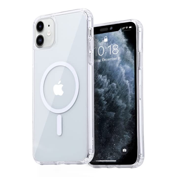 Gyizho Strong Magnetic Clear for iPhone 11 Case [Compatible with MagSafe] [Military Grade Drop Tested] Shockproof Protective Slim Thin Phone Cover 6.1 Inch Clear