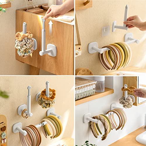 3 Pack Scrunchie Holder - Hair Tie Storage Organizer, Adjustable Length Adhesive Scrunchie Hair Hairband Tie Holder, Hair Accessories Wall Hooks Stand Organizer Storage Holder for Girls Women