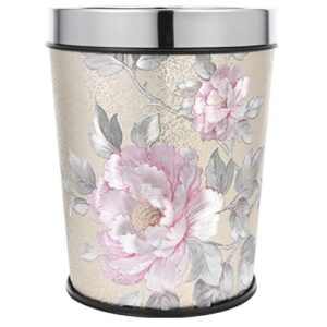 gleavi garbage bin garbage bin stainless steel ring trash can flower print kitchen waste bin container garbage can waste bucket basket for bathroom bathroom trashcan bathroom trashcan