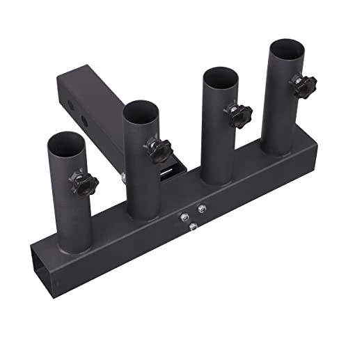 VANROUG Upgrade Hitch Mount 4 Truck Flag Pole Holder,Fishing Rod Storage Rack Adjustable Angle for Any Vehicle with Standard 2" Hitch Receiver,Black