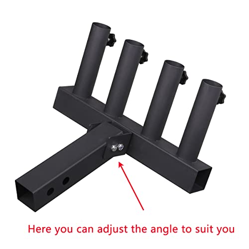 VANROUG Upgrade Hitch Mount 4 Truck Flag Pole Holder,Fishing Rod Storage Rack Adjustable Angle for Any Vehicle with Standard 2" Hitch Receiver,Black