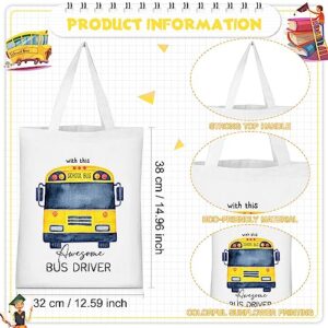 Unittype 4 Pieces Bus Driver Gift Bus Driver Appreciation Gifts Tote Bag Make up Bag Bus Driver Cosmetics Bag for Women Bus Driver