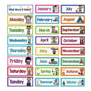 lachilly 24 pcs, 3 themes days of the week/seasonal/months of the year flash cards subject titles for bulletin board headliners classroom decoration english words