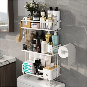 fokyfok over toilet bathroom organizer,over the toilet storage shelf, toilet shelf with toilet paper holder,bathroom shelf over toilet,3 tier toilet storage rack white metal