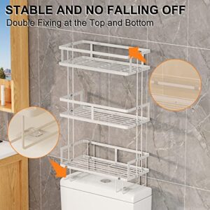 Fokyfok Over Toilet Bathroom Organizer,Over The Toilet Storage Shelf, Toilet Shelf with Toilet Paper Holder,Bathroom Shelf Over Toilet,3 Tier Toilet Storage Rack White Metal