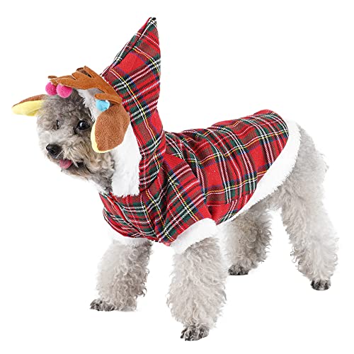 Mogoko Dog Christmas Costume Funny Pet Elk Cosplay Costumes Hoodies Puppy Fleece Outfits Warm Coat Cat Festival Size L