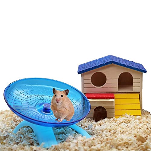 Pet Hamster Running Wheel Mute Flying Steel Axle Wheel Running Disc Toys Cage Small Animal Hamster Accessories(Blue)