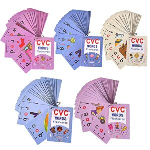 Lachilly CVC Words Flashcard Vowel+Consonant+Vowel Toddler Learning Supplies for Kindergarten Teacher Teaching Aids 126 Cards