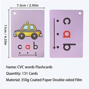 Lachilly CVC Words Flashcard Vowel+Consonant+Vowel Toddler Learning Supplies for Kindergarten Teacher Teaching Aids 126 Cards