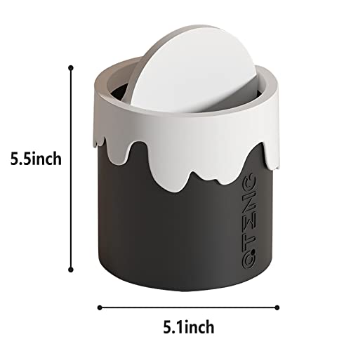 LtyTz Mini Trash Can with Lid Cute Small Trash Can Office Plastic Garbage Can with 3 Rolls of Trash Bags for Bathroom Vanity, Desktop, Office or Coffee Table (2 Liter,Black)