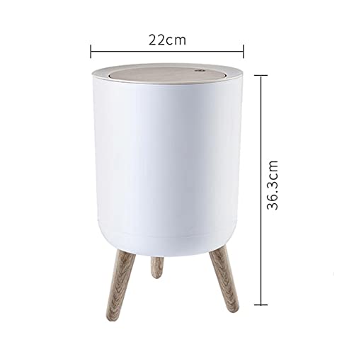 Trash Can, 8.7inchx14.3inch Gallon Garbage Can with Press Top Lid, Nordic Modern Waste Basket, Plastic High Foot Trash Bin Suitable for Kitchen, Bedroom, Living Room, Office, Outdoor