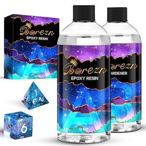 bsrezn clear epoxy resin 24oz, crystal clear hard casting resin and hardener apoxy resina epoxica transparente 2 part resin art supplies for jewelry making molds crafts -anti yellowing-fewer bubbles