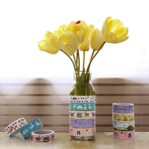 goremote Washi Tape Set Cute Animal Washi Tape for Kids, DIY Crafts Washi Tape Kit for Gift Wrapping Scrapbooking Supplies Bullet Journals Planners Party Decorations with Gift Card for Classroom