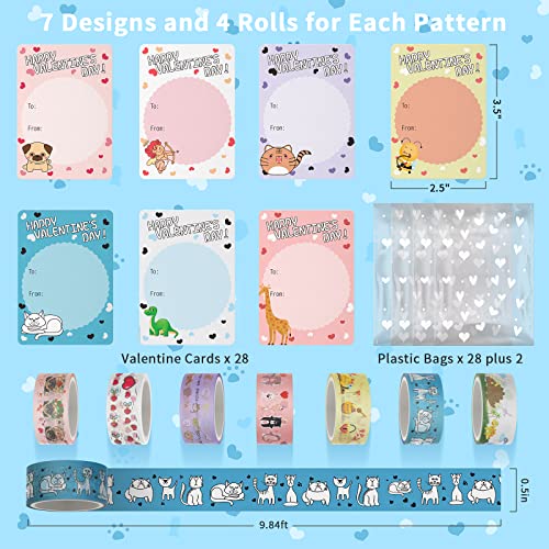 goremote Washi Tape Set Cute Animal Washi Tape for Kids, DIY Crafts Washi Tape Kit for Gift Wrapping Scrapbooking Supplies Bullet Journals Planners Party Decorations with Gift Card for Classroom