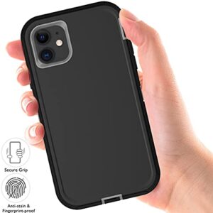 Wedall iPhone 12/12 Pro Heavy Duty Military Case, Shockproof 3-Layer Protection, 2 Screen Protectors, Black/Gray