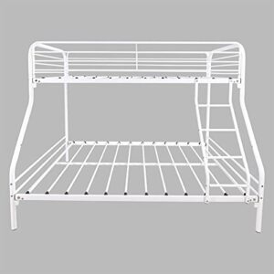 DNYN Twin Over Full Bunk Bed for Kids Bedroom,Heavy Duty Metal Bedframe with Enhanced Upper-Level Guardrail,No Box Spring Required, White