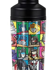 Transformers OFFICIAL Transformer Squares 18 oz Insulated Water Bottle, Leak Resistant, Vacuum Insulated Stainless Steel with 2-in-1 Loop Cap