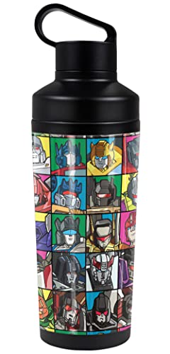 Transformers OFFICIAL Transformer Squares 18 oz Insulated Water Bottle, Leak Resistant, Vacuum Insulated Stainless Steel with 2-in-1 Loop Cap