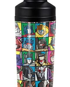 Transformers OFFICIAL Transformer Squares 18 oz Insulated Water Bottle, Leak Resistant, Vacuum Insulated Stainless Steel with 2-in-1 Loop Cap