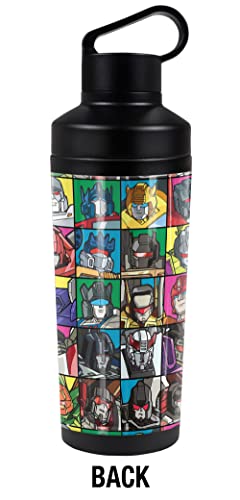 Transformers OFFICIAL Transformer Squares 18 oz Insulated Water Bottle, Leak Resistant, Vacuum Insulated Stainless Steel with 2-in-1 Loop Cap