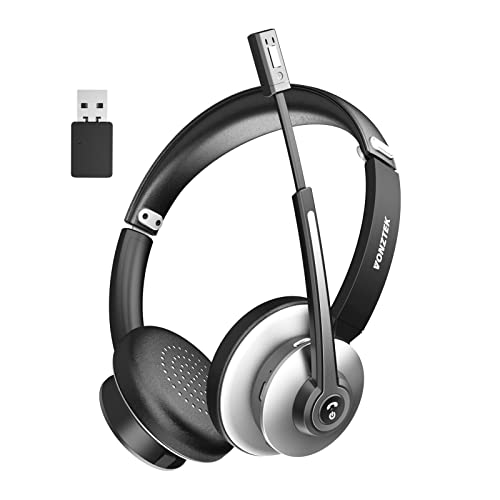 Bluetooth Headset, Wireless Headset with Microphone Noise Canceling, Wireless Headphones with USB Audio Dongle for Cell Phone Computer Office Home|Call Center|Skype|Zoom|MS Teams Work Headset