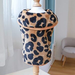 GRASARY Pet Vest Leopard Printed Dog Pajamas Doll Collar Dog Sweater Hoodie Puppy Pajama Costume Leopard XS