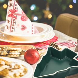 UPKOCH Christmas Appetizer Tray 4 Pcs Christmas Tree Plates Candy Nut Serving Platters Ceramic Appetizer Trays Snack Dessert Dish for Party Restaurant Home, Green