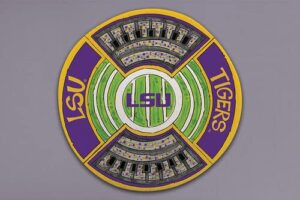 magnolia lane lsu tigers football stadium heavyweight melamine round platter, 13.5-inch diameter, kitchen accessories