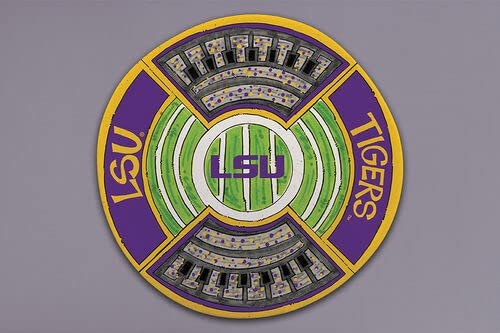 Magnolia Lane LSU Tigers Football Stadium Heavyweight Melamine Round Platter, 13.5-inch Diameter, Kitchen Accessories