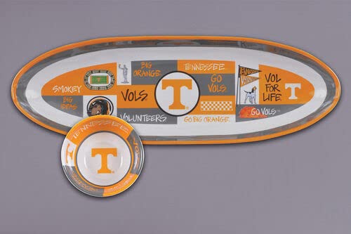 Magnolia Lane University Tennesse The Volunteers Football Heavyweight Melamine Chip and Dip, Set of 2, Kitchen Accessories