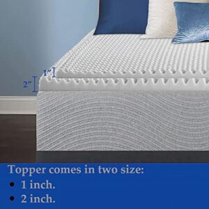 Spring Solution, 1-Inch Convoluted Egg Shell Breathable Foam Topper, Adds Comfort to Mattress, Full, White